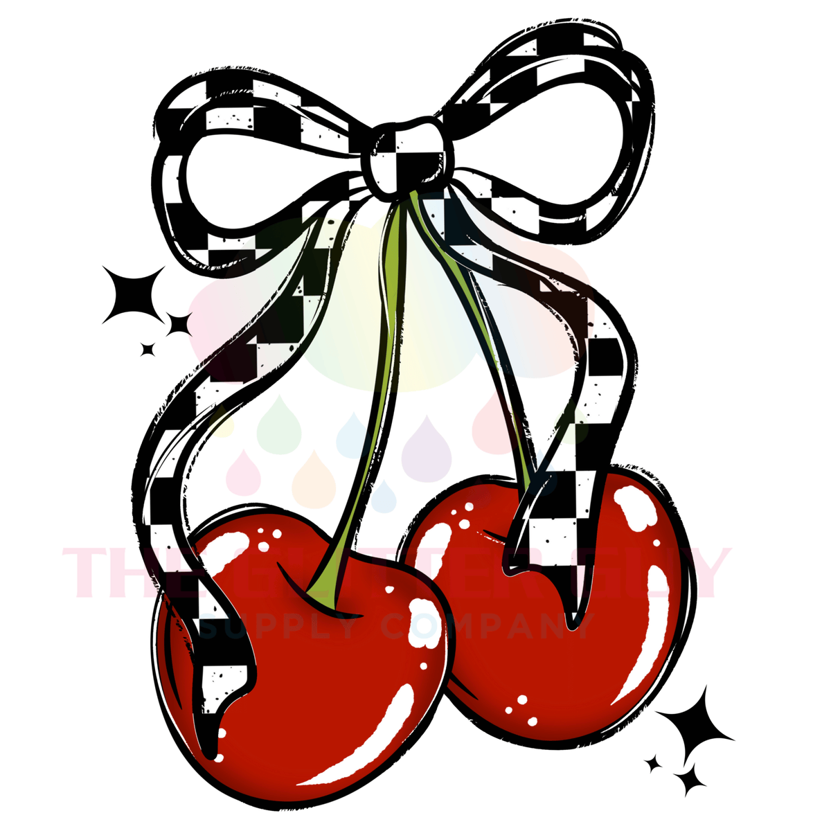 Printed Decal -Checker Cherries — The Glitter Guy