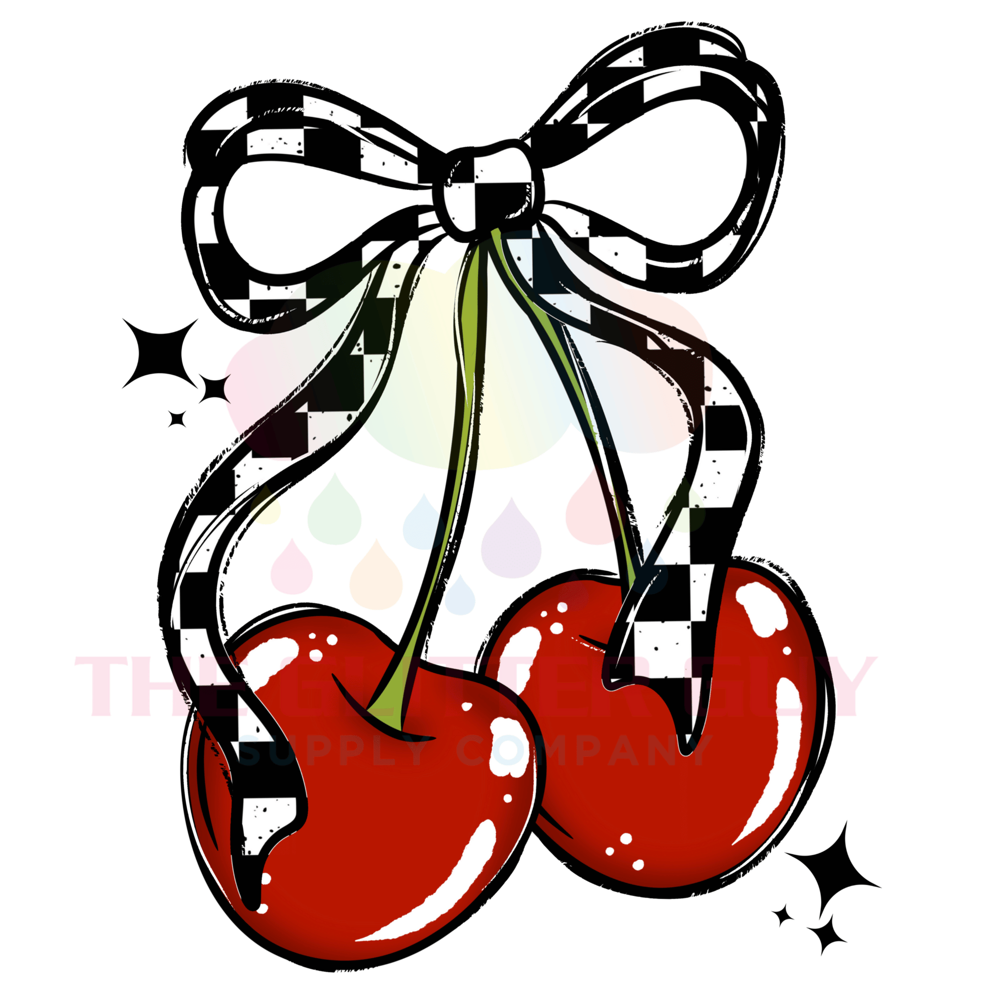Printed Decal -Checker Cherries — The Glitter Guy