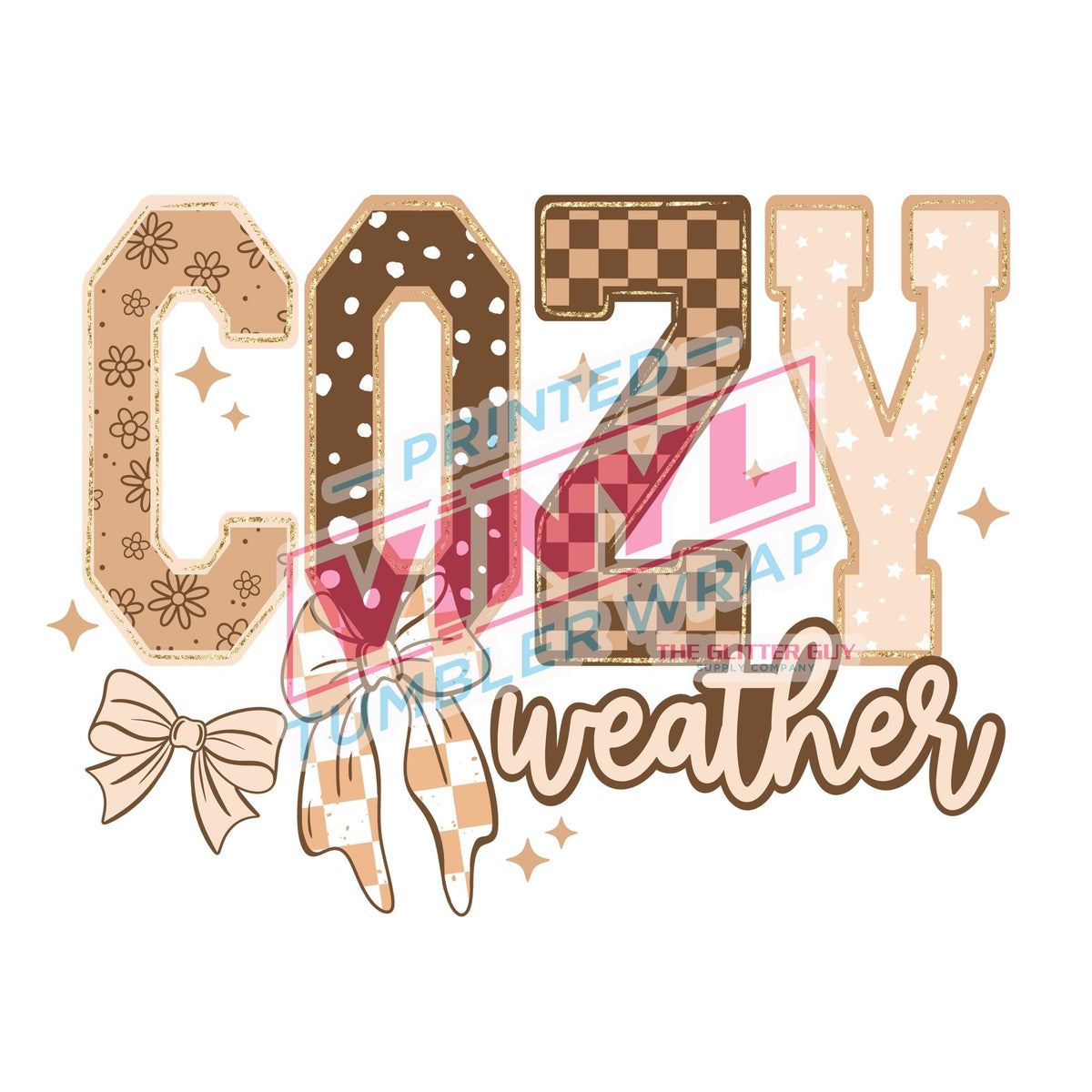 Printed Decal - Cozy With Bows — The Glitter Guy