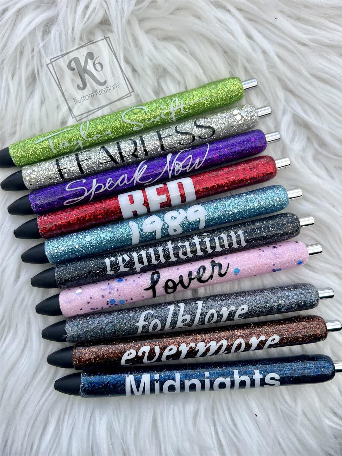 Printed Vinyl Pen Decals - Swift Album Pens — The Glitter Guy