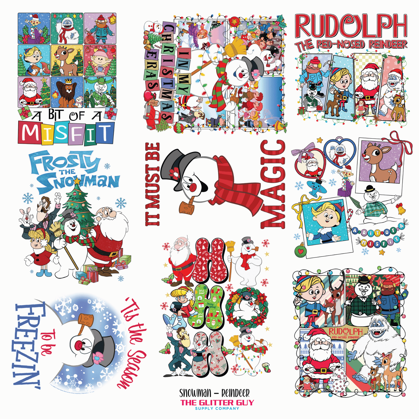 Snowman - Reindeer - Premade Gang Sheet — The Glitter Guy